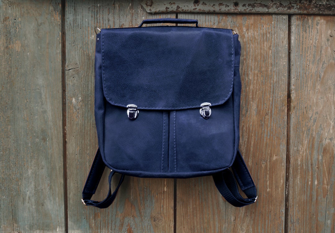 PRL Satchel/ Backpack Blue Leather - Etsy