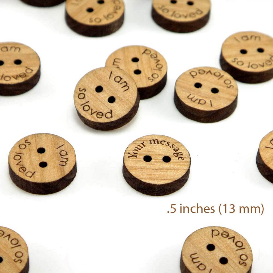 Personalized .5 Inch Wood Round Buttons, 1/2 Inch Custom Buttons, 2 ...