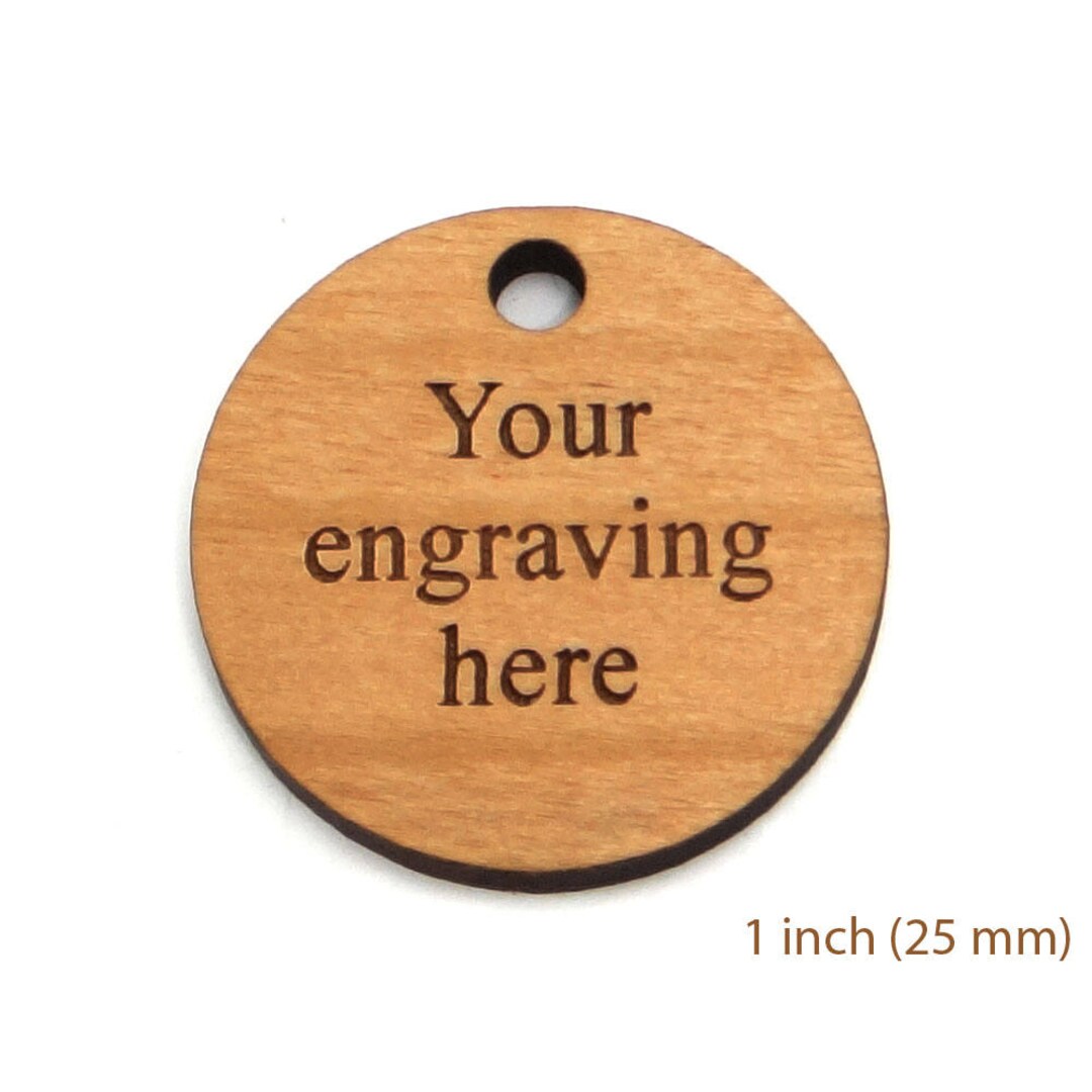 Personalized Round Wood Tags With 1 Hole, 1 Inch Custom Charms ...