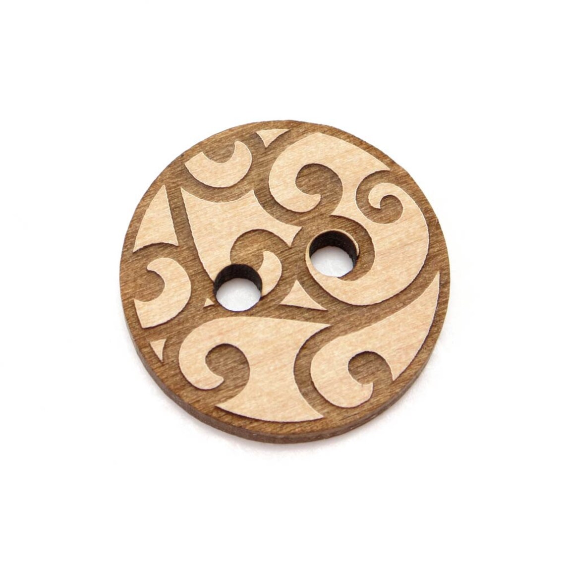 Swirl Buttons, Engraved Round Wood Buttons, 1 Inch Handmade Buttons, 25 ...