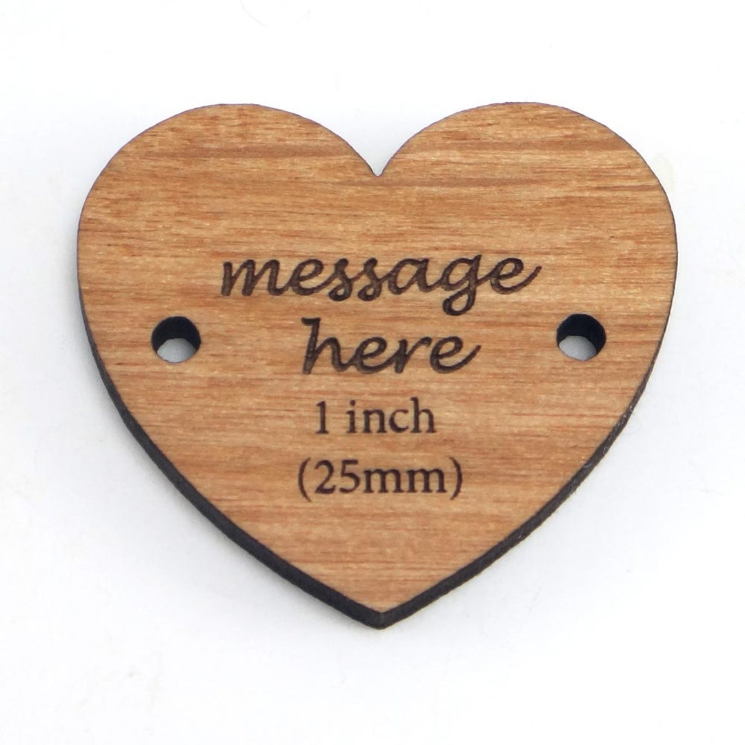 Personalized Heart Buttons, Custom Wooden Heart Charms, 1 Inch Heart ...