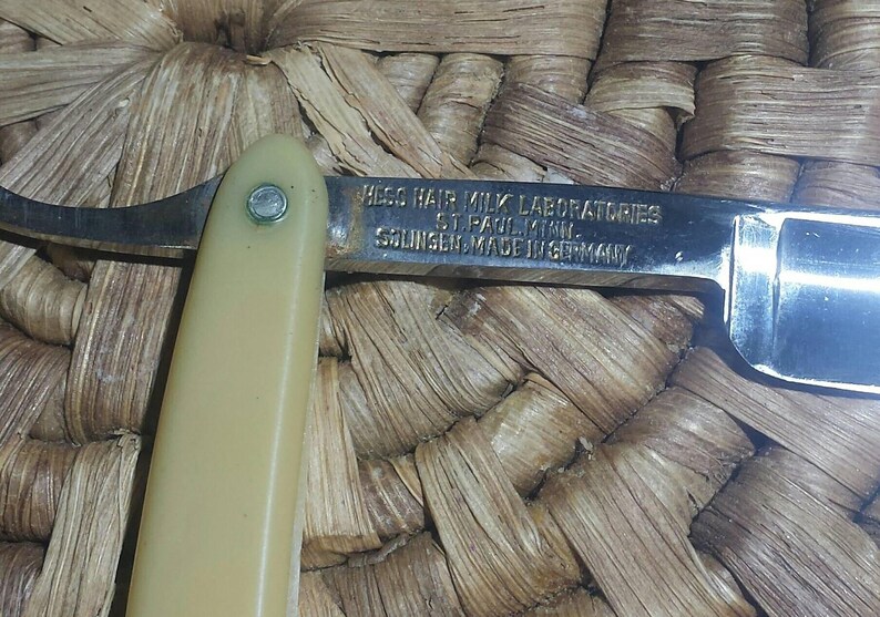 Vintage Hess German Straight Razor, Celluloid Handle, Silver Blade ...