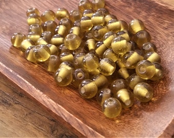 Gold glass beads | Etsy