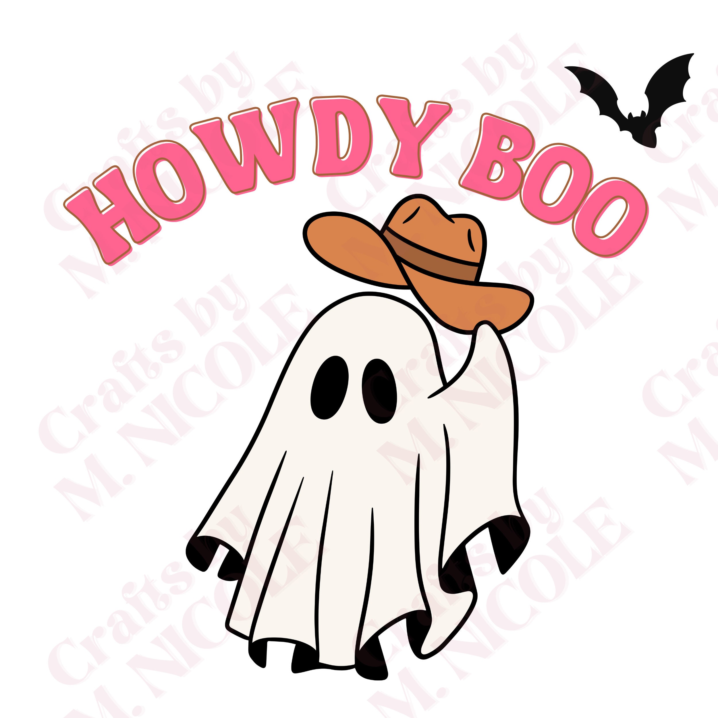Howdy Boo Ghost SVG PNG - Cute Cowboy Hat Halloween Graphic - Digital ...