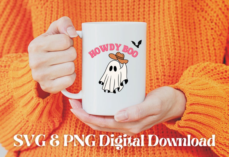 Howdy Boo Ghost SVG PNG - Cute Cowboy Hat Halloween Graphic - Digital ...
