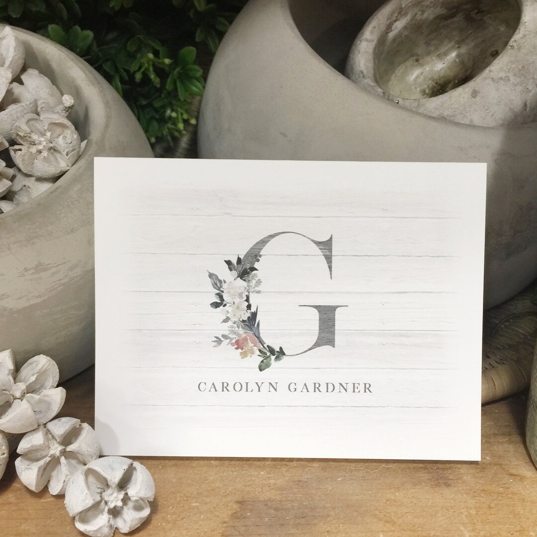 Monogram Note Cards With Your Name - Personalized Boxed Stationery Set ...