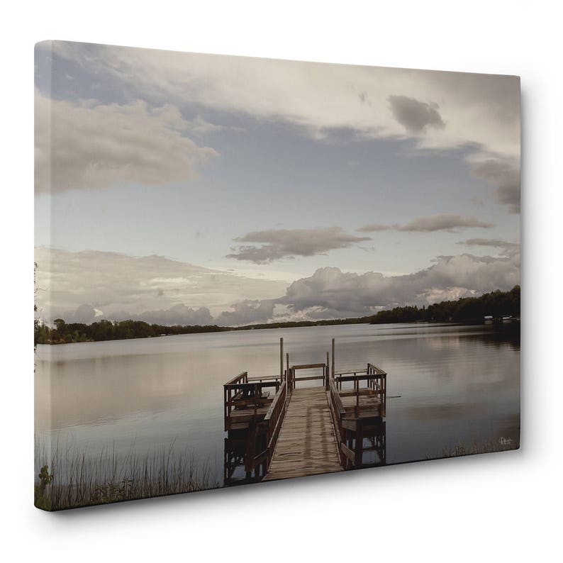 Fishing Dock Canvas Lake Print Perfect Day for Fishing Lake - Etsy
