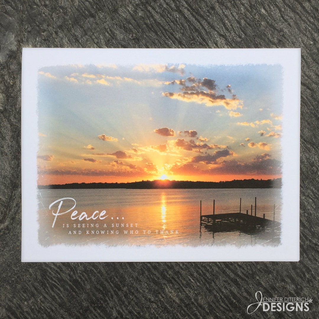 Peace Note Cards With Sunset Lake Photo – Inspirational Blank Card Set ...