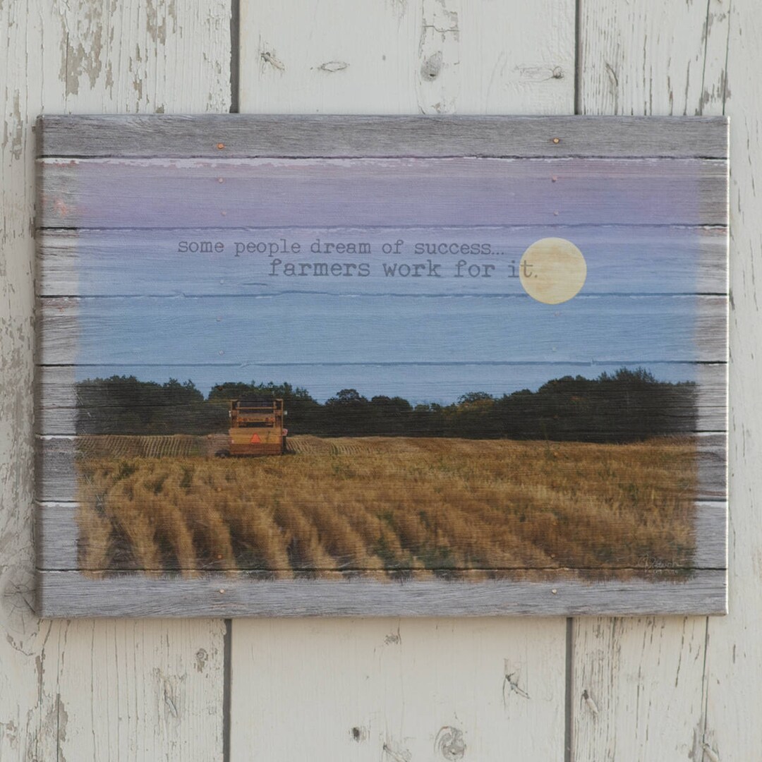 Farmer's Moon Canvas Print, Gift for Farmer, Harvest Scene, Farmhouse ...