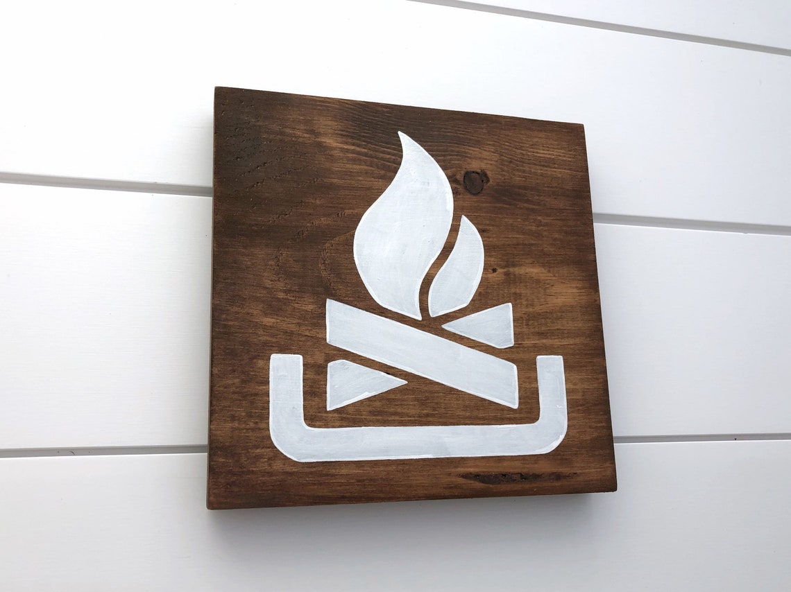 Painted Campfire Sign Camping Wall Decor Adventure | Etsy