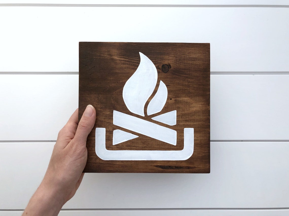 Painted Campfire Sign Camping Wall Decor Adventure | Etsy