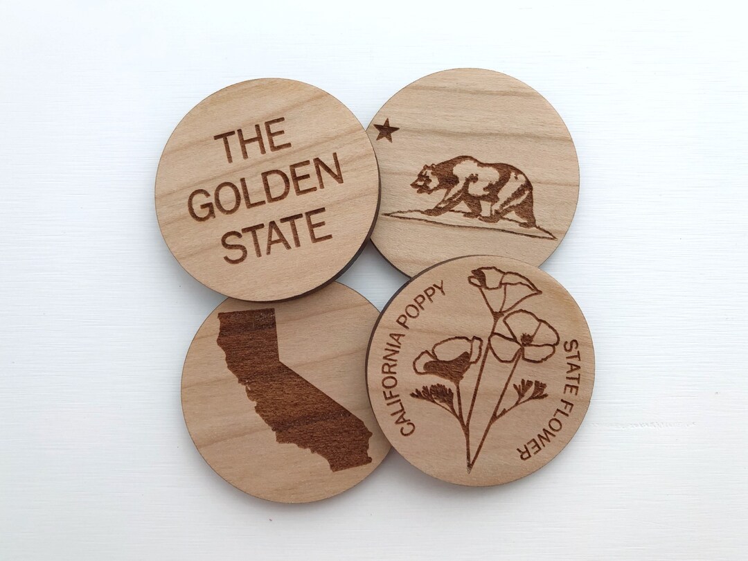California Wood Magnets Set of 4 Home State Gift - Etsy