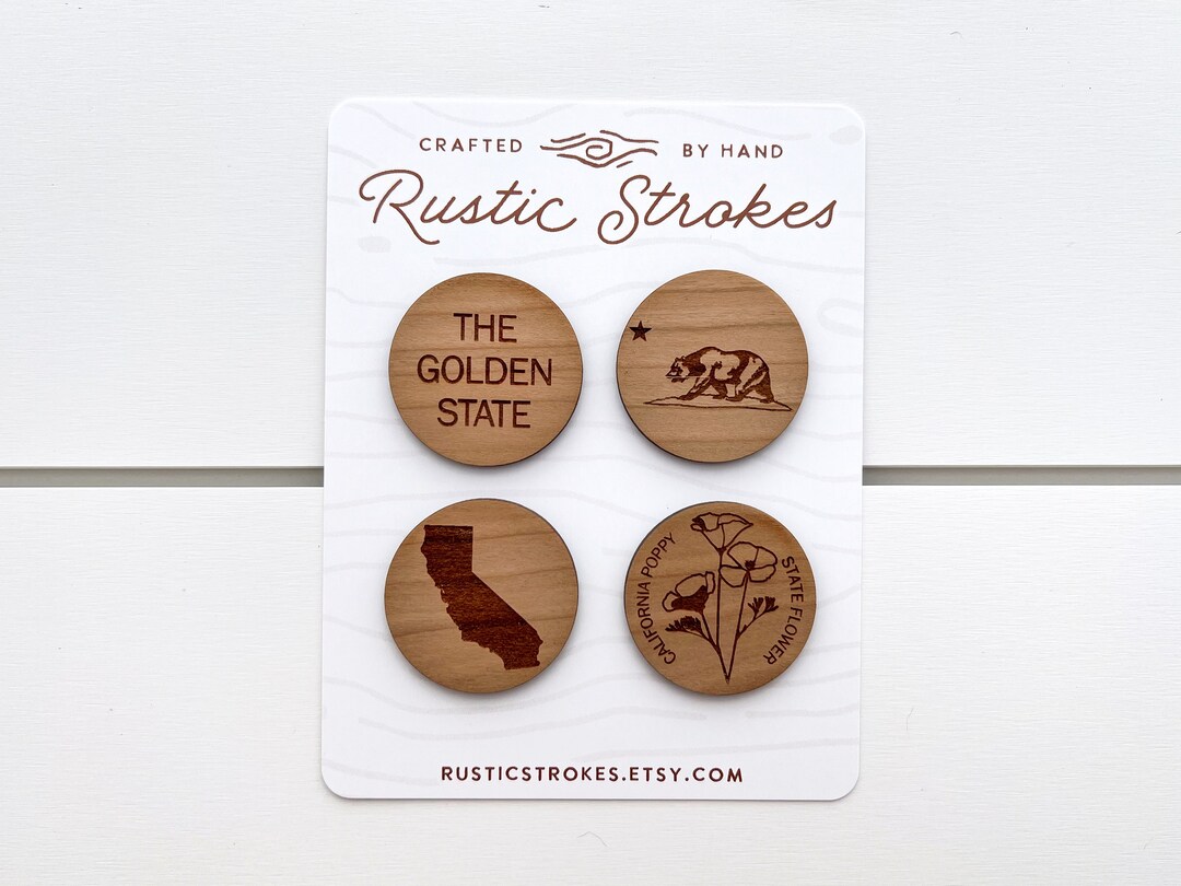 California Wood Magnets Set of 4 | Home State Gift | California-themed ...
