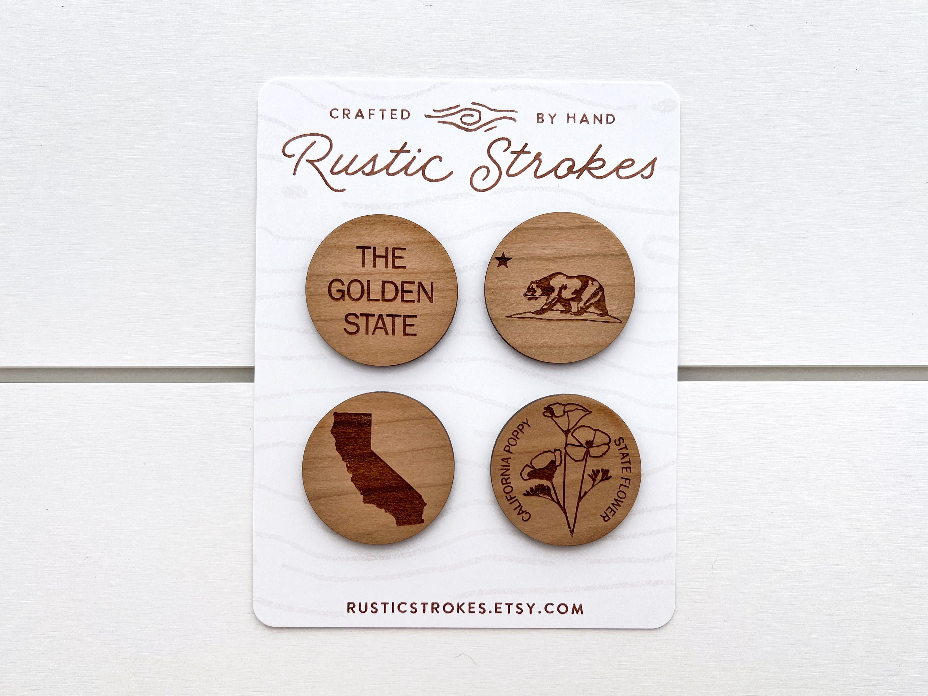 California Wood Magnets Set of 4 | Home State Gift | California-themed ...