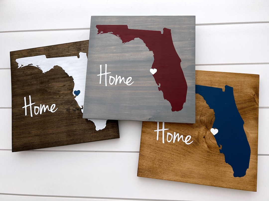 Florida Home Sign Florida Map Florida Gift Custom Wood Sign Florida ...