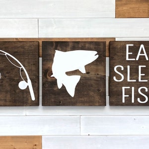 Fishing Signs Set Fishing Room Decor Fishing Nursery Lake House Decor ...