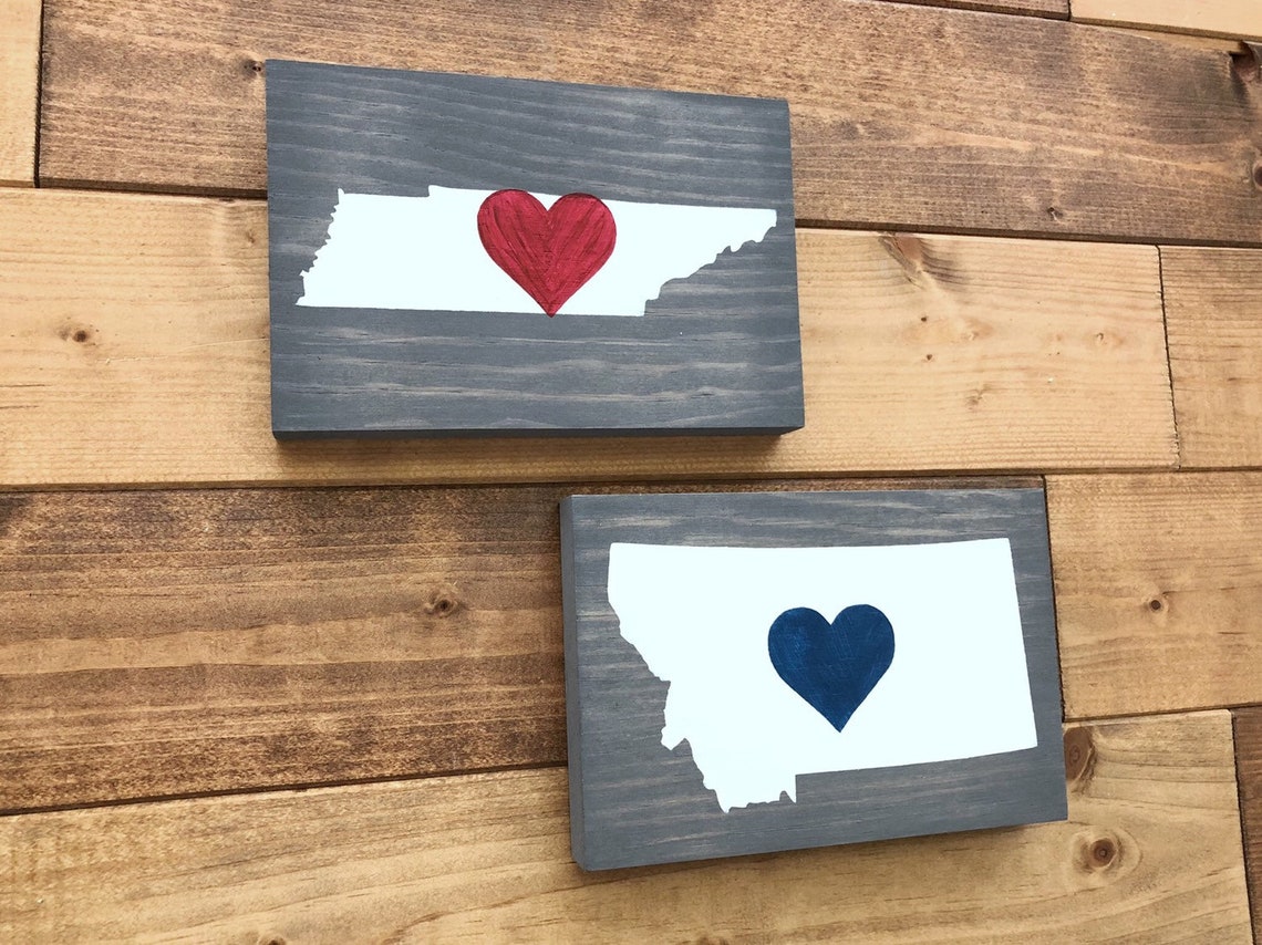 Painted State Sign Mini State Sign State Wall Art Wood | Etsy