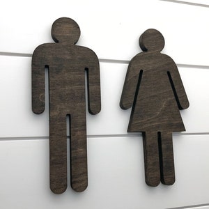 Men and Women Bathroom Figures Set of 2 Restroom Sign Bathroom Stick ...