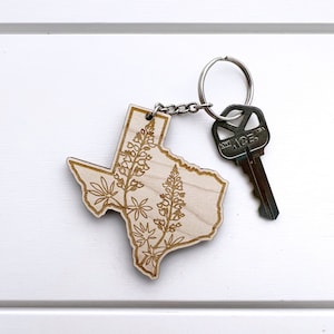 Texas Engraved Keychain Texas Bluebonnet Texas Gift Illustrated State ...