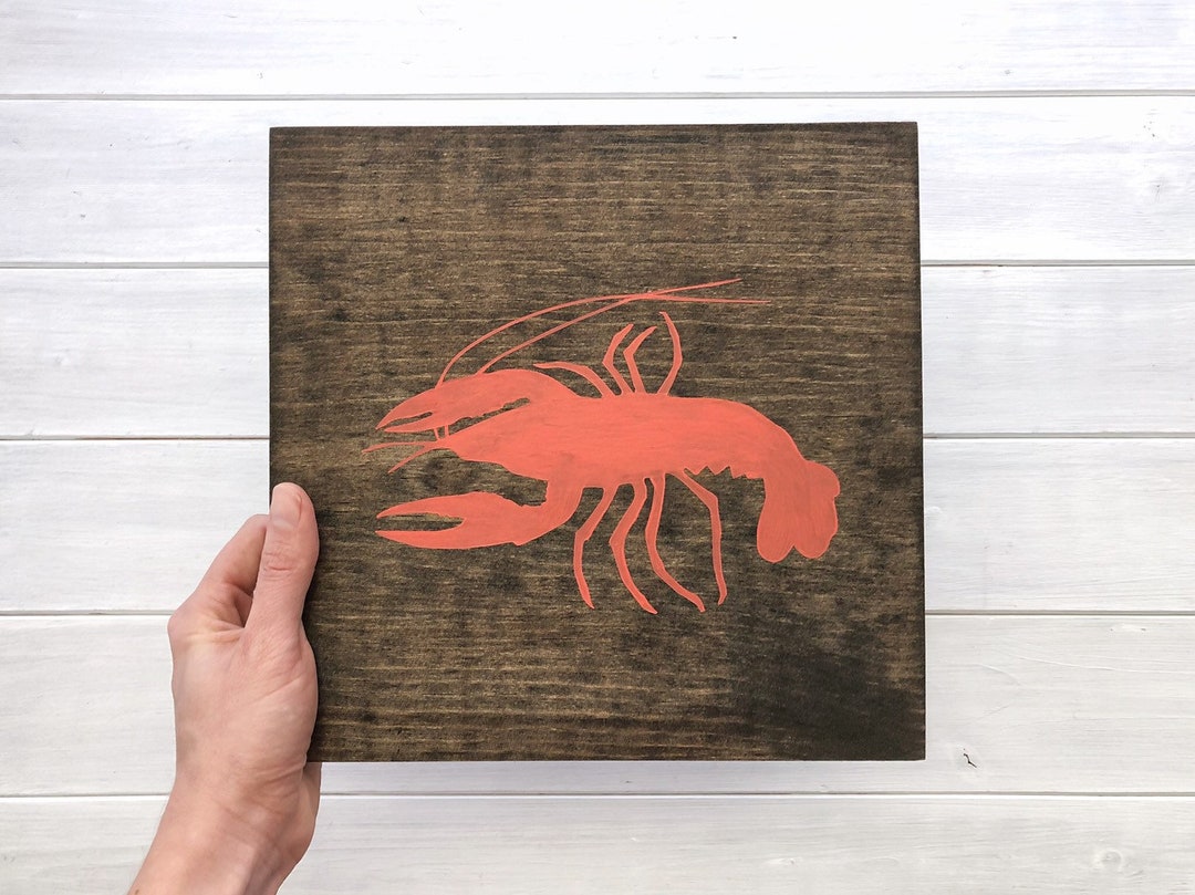 Painted Crawfish Wood Sign: Louisiana Cajun Decor - Etsy UK