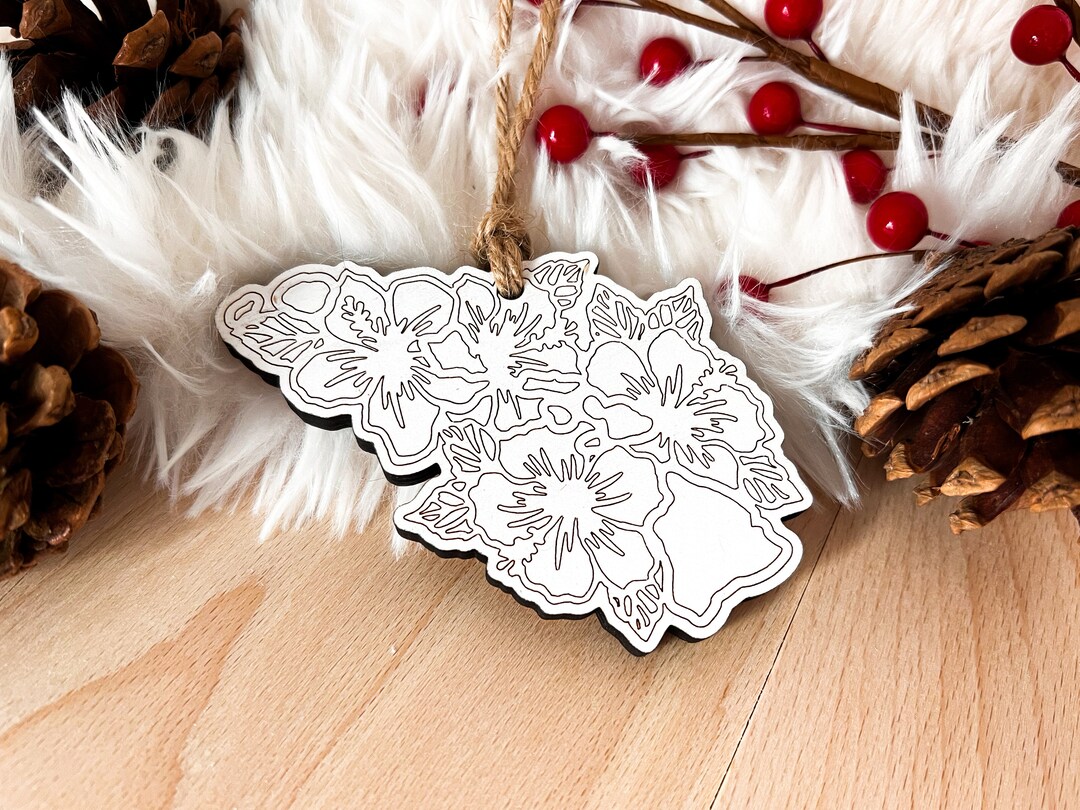 Hawaii State Flower Wood Ornament | Wooden Christmas Ornaments | New ...