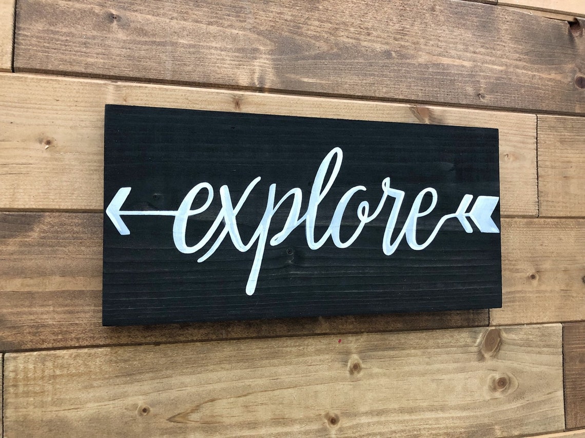 Explore wood sign Travel wall decor Adventure nursery | Etsy