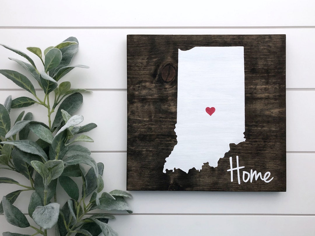 Painted Indiana Wood Sign State Home Sign Indianapolis Wall Art Moving ...