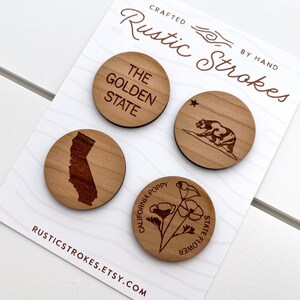 California Wood Magnets Set of 4 | Home State Gift | California-themed ...