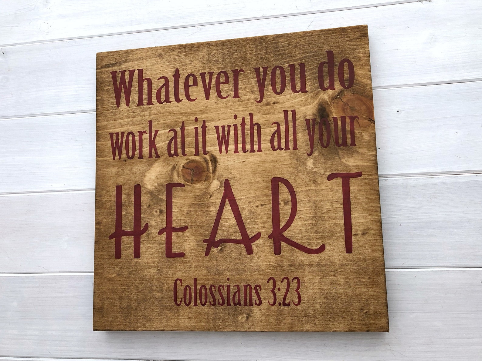 Colossians 3:23 Sign Work at It With All Your Heart Sign - Etsy