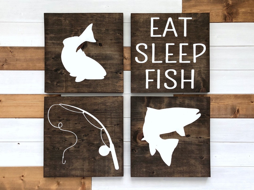 Fishing Signs Set | Fishing Room Decor | Fishing Nursery | Lake House ...