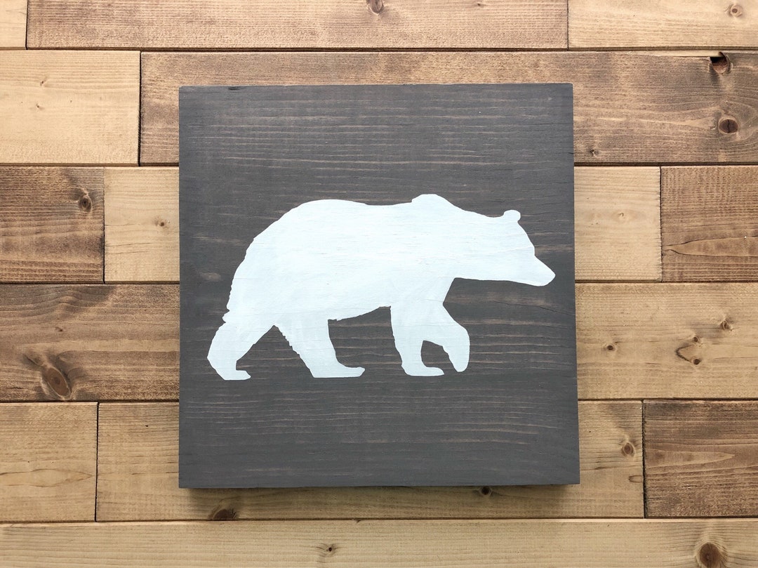 Painted | Bear Wood Sign | Bear Wall Decor | Cabin Decor | Cabin Wall ...
