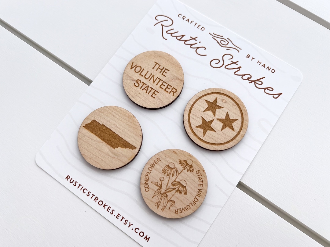 Tennessee Wood Magnets Set of 4 | Home State Gift | Tennessee-themed ...