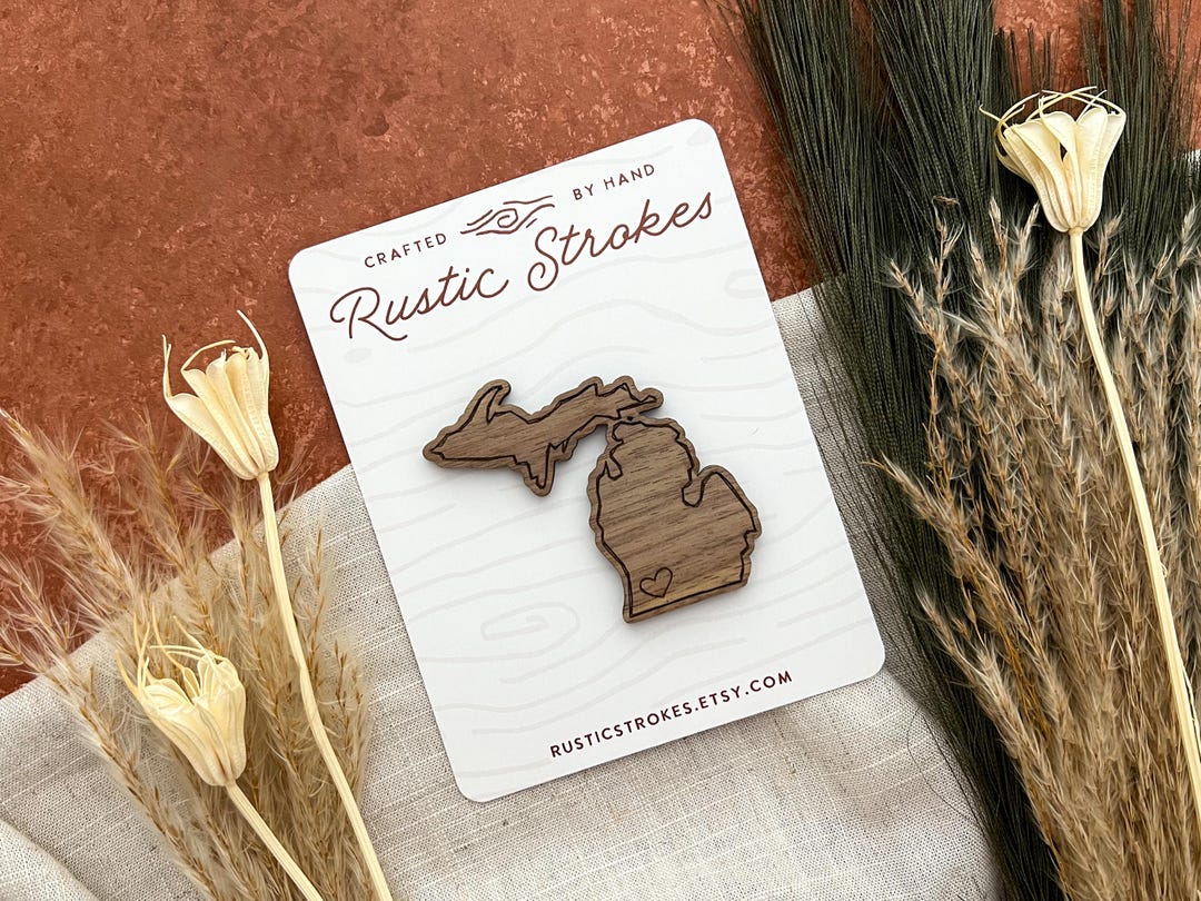 Michigan Wood Magnet | Home State Gift | Michigan-themed Gift | State ...