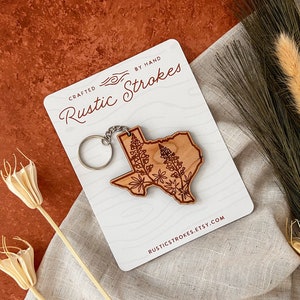 Texas Engraved Keychain Texas Bluebonnet Texas Gift Illustrated State ...