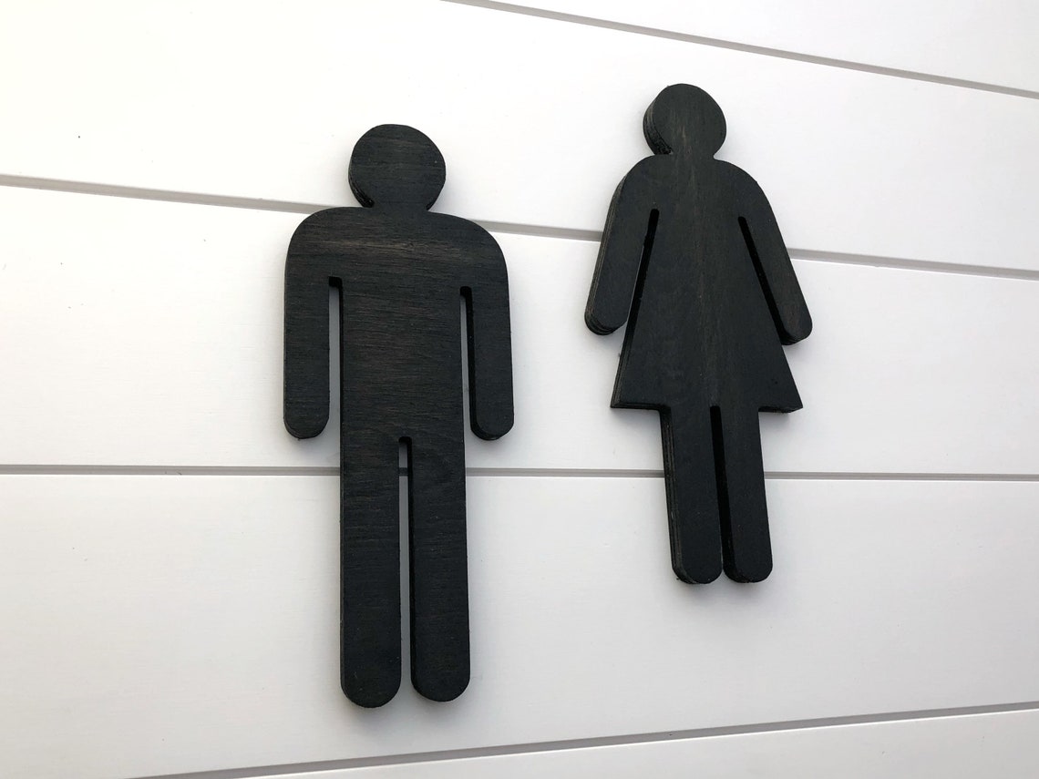 Men and Women Bathroom Figures | Set of 2 | Restroom Sign | Bathroom ...