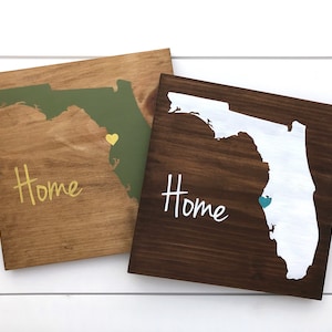 Florida Home Sign Florida Map Florida Gift Custom Wood Sign Florida ...