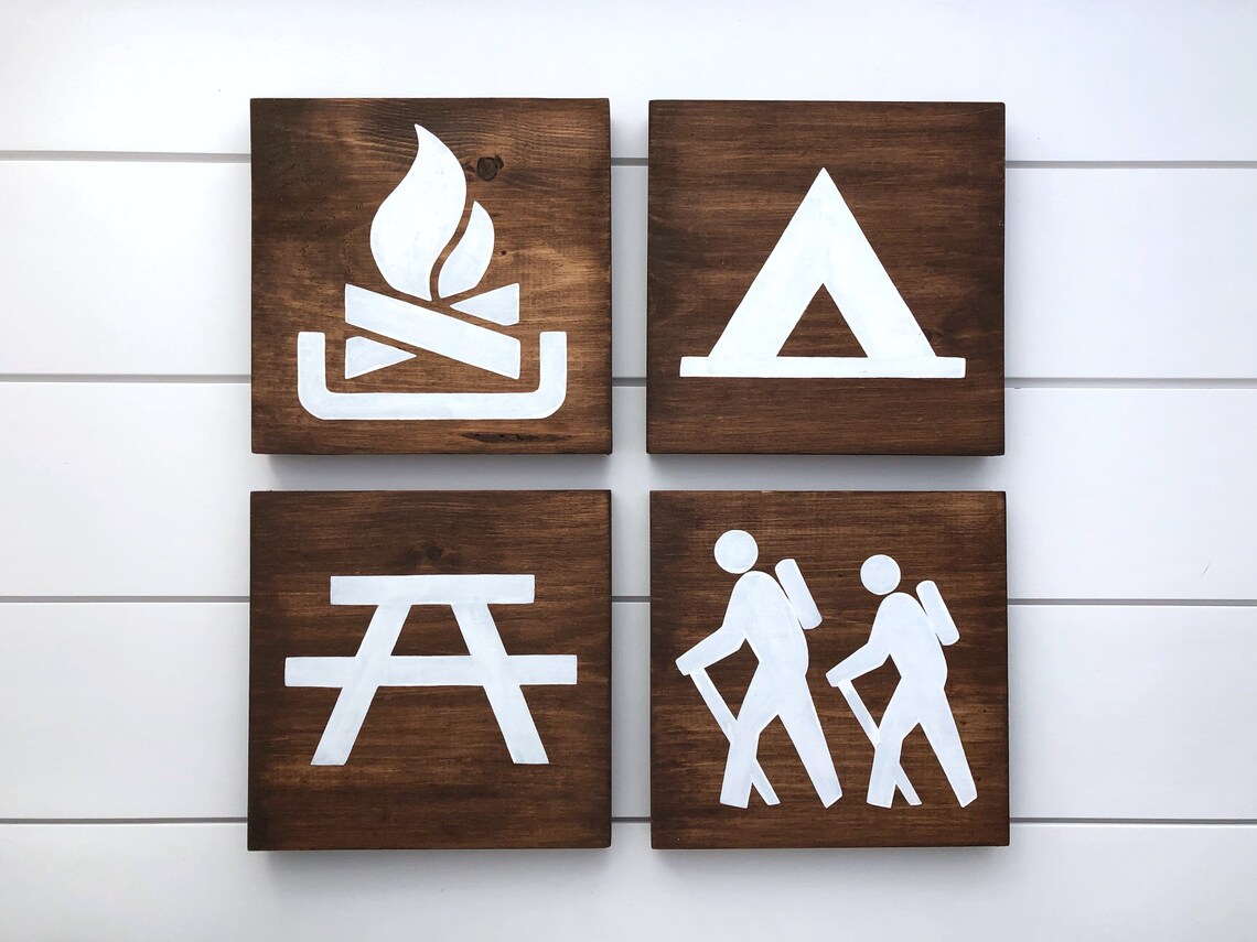 Painted | Camping Sign | Camping Wall Art | Park Signs | Hiking Decor ...