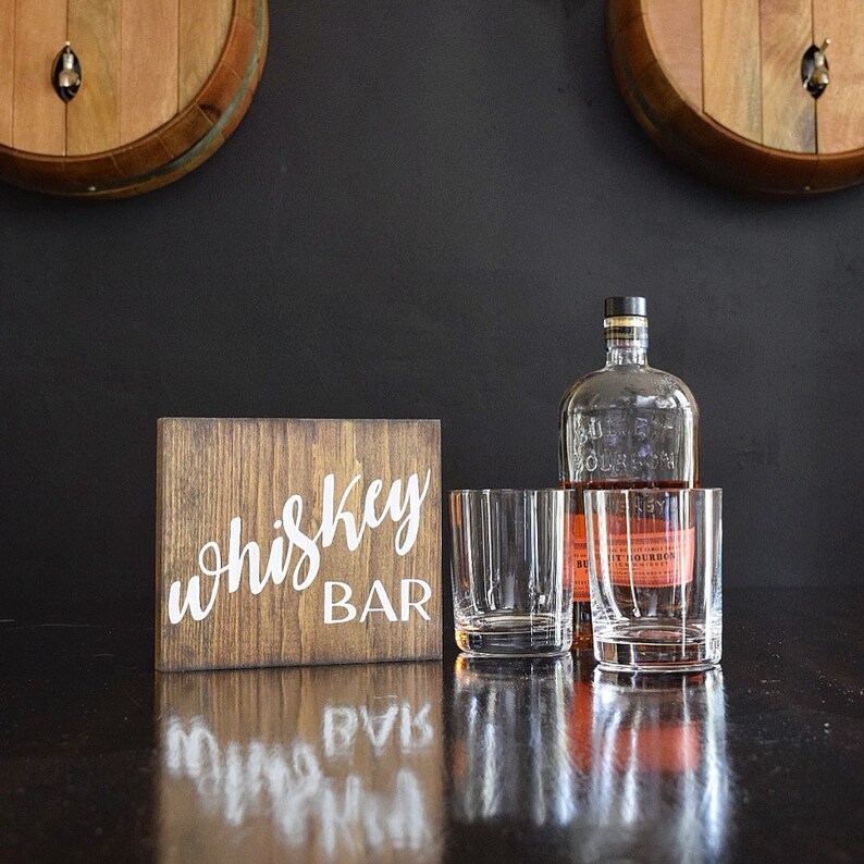 Whiskey Bar Sign Painted Whiskey gift Kitchen decor | Etsy