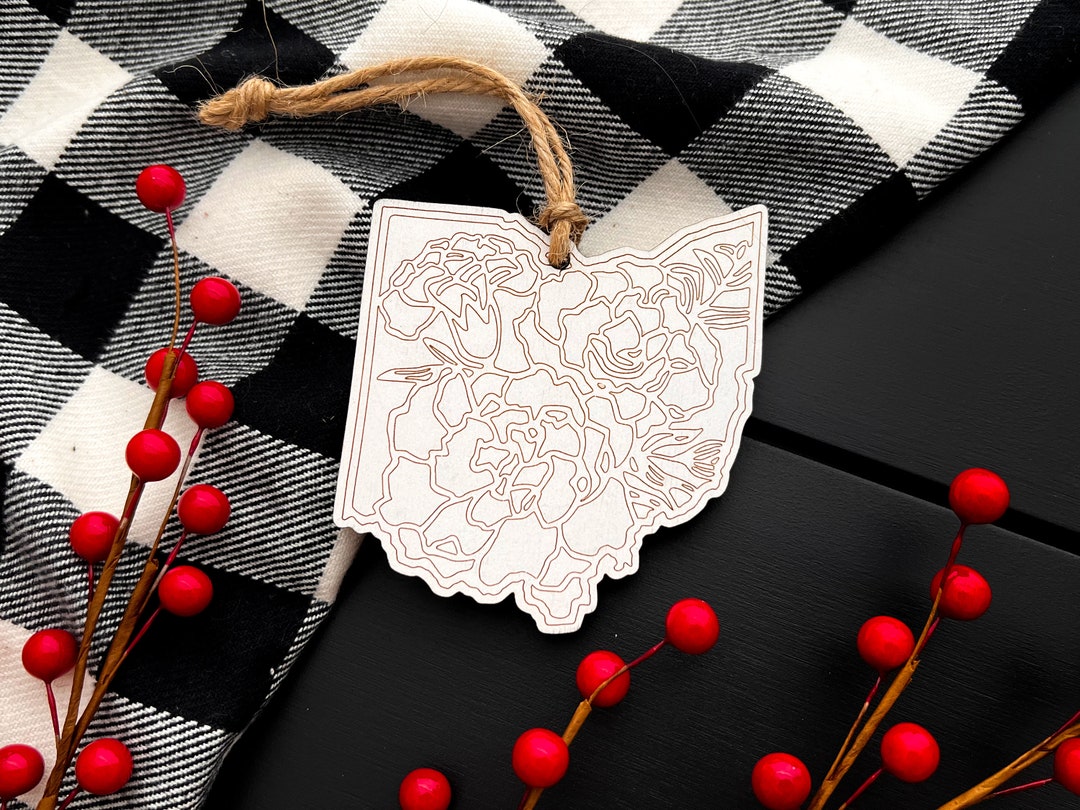 Ohio State Flower Wood Ornament: Laser Engraved Birch Christmas Decor ...