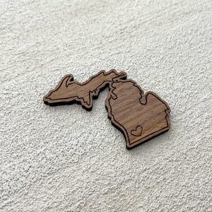 Michigan Wood Magnet | Home State Gift | Michigan-themed Gift | State ...