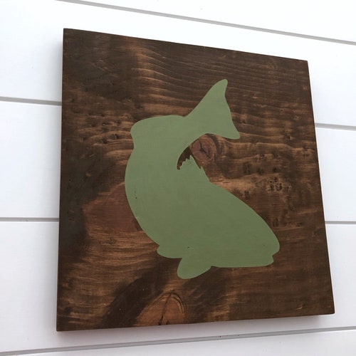 Painted Fish Wood Sign Fishing Room Decor Fishing - Etsy