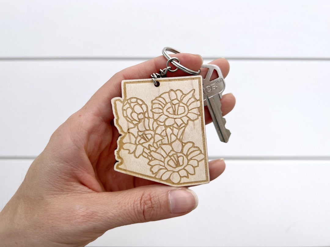 Arizona Saguaro Blossom Keychain - Arizona Gift - Arizona State Flower ...