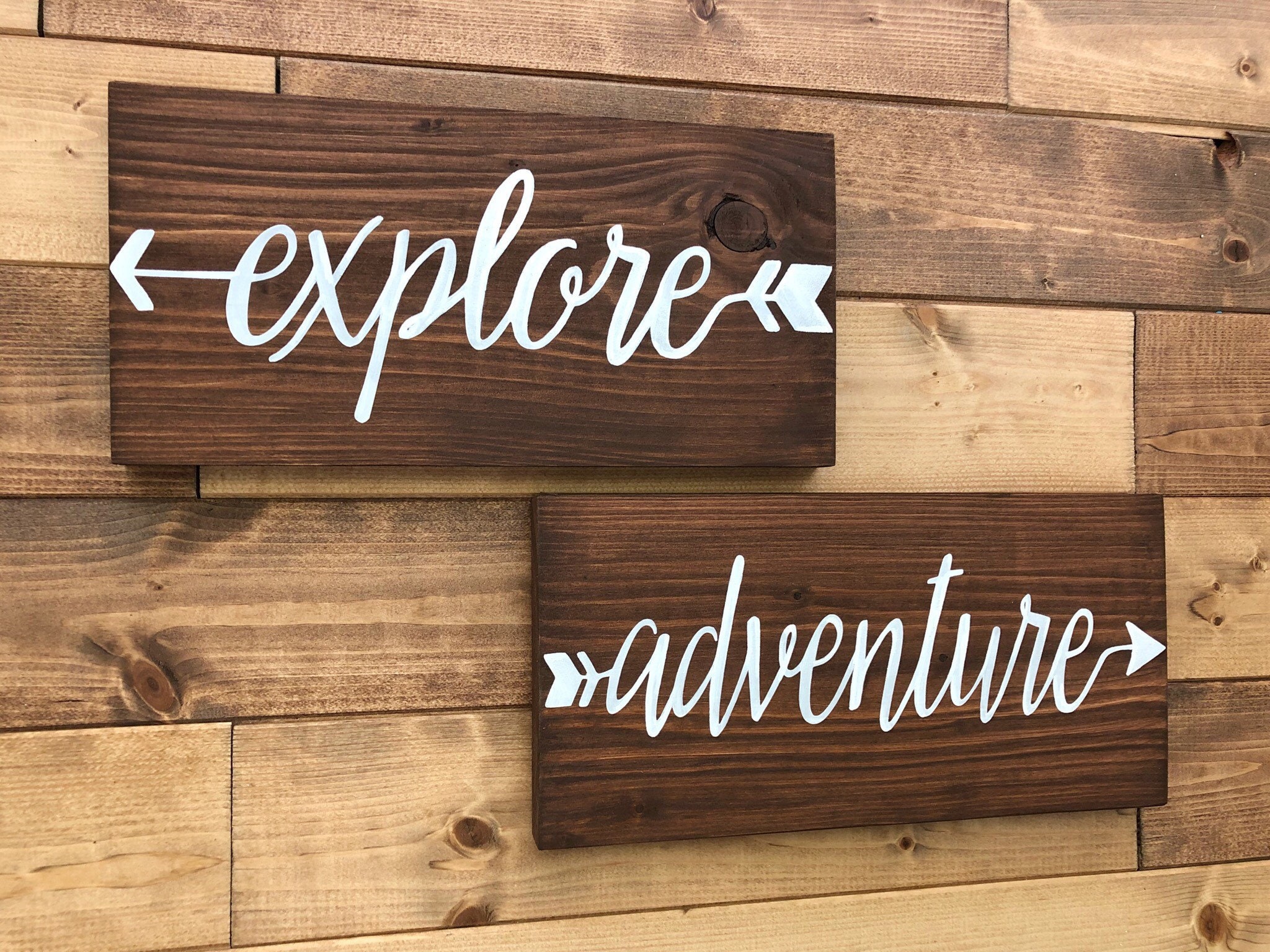 Sign set Explore Wood Signs Travel Wall Decor Adventure | Etsy