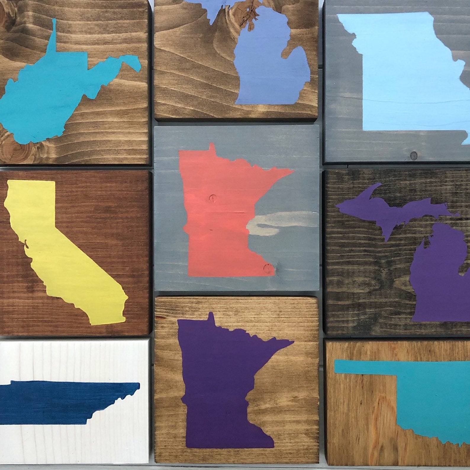 Painted State Sign Mini State Sign State Wall Art Wood | Etsy