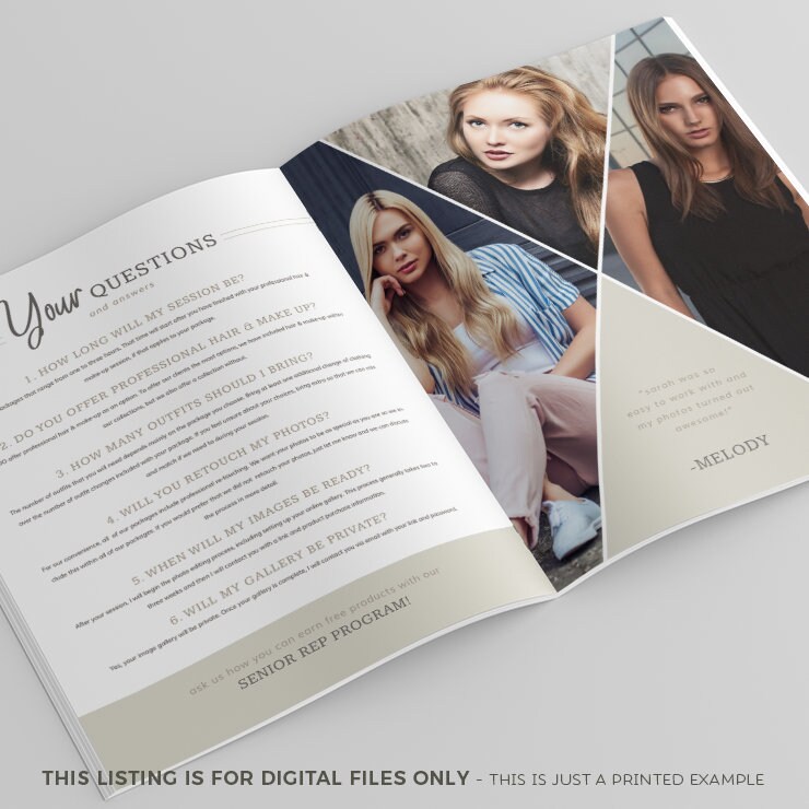 Senior Magazine Template Senior Photography Magazine | Etsy