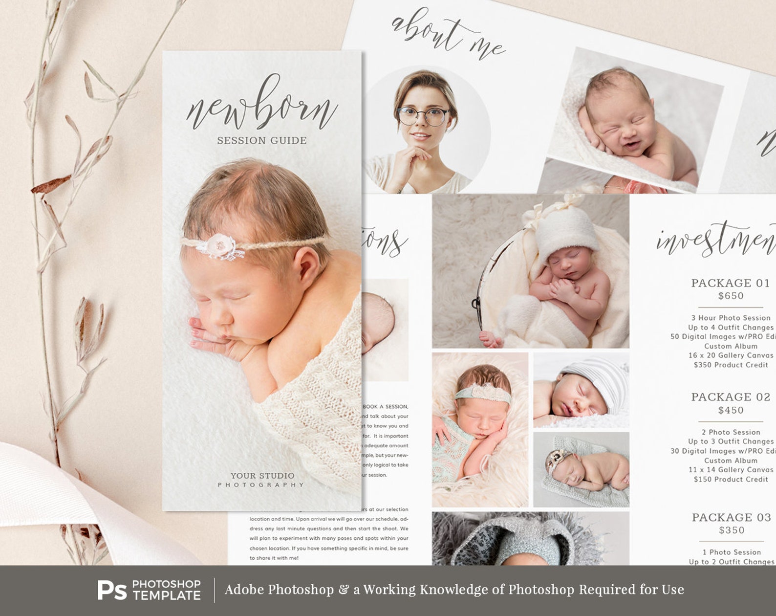 Client Welcome Guide, Newborn Welcome Guide, Newborn Trifold Brochure ...