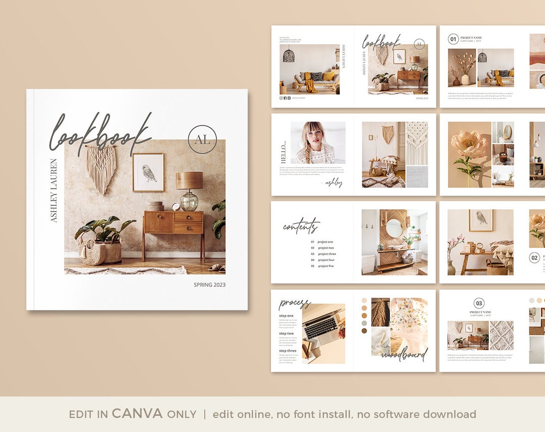 Interior Design Lookbook Template: Editable Canva Catalog (8x8" Square ...