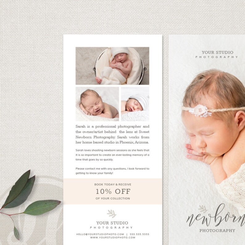 Newborn Photography Marketing Card Template 4x8 Rack Card | Etsy