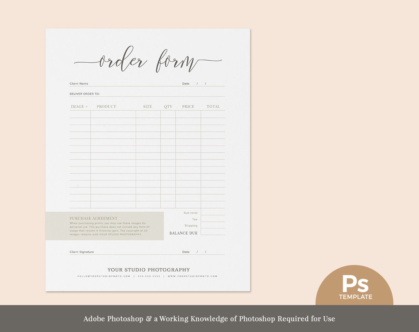 Order Form Template for Photographers Photography Print Order | Etsy