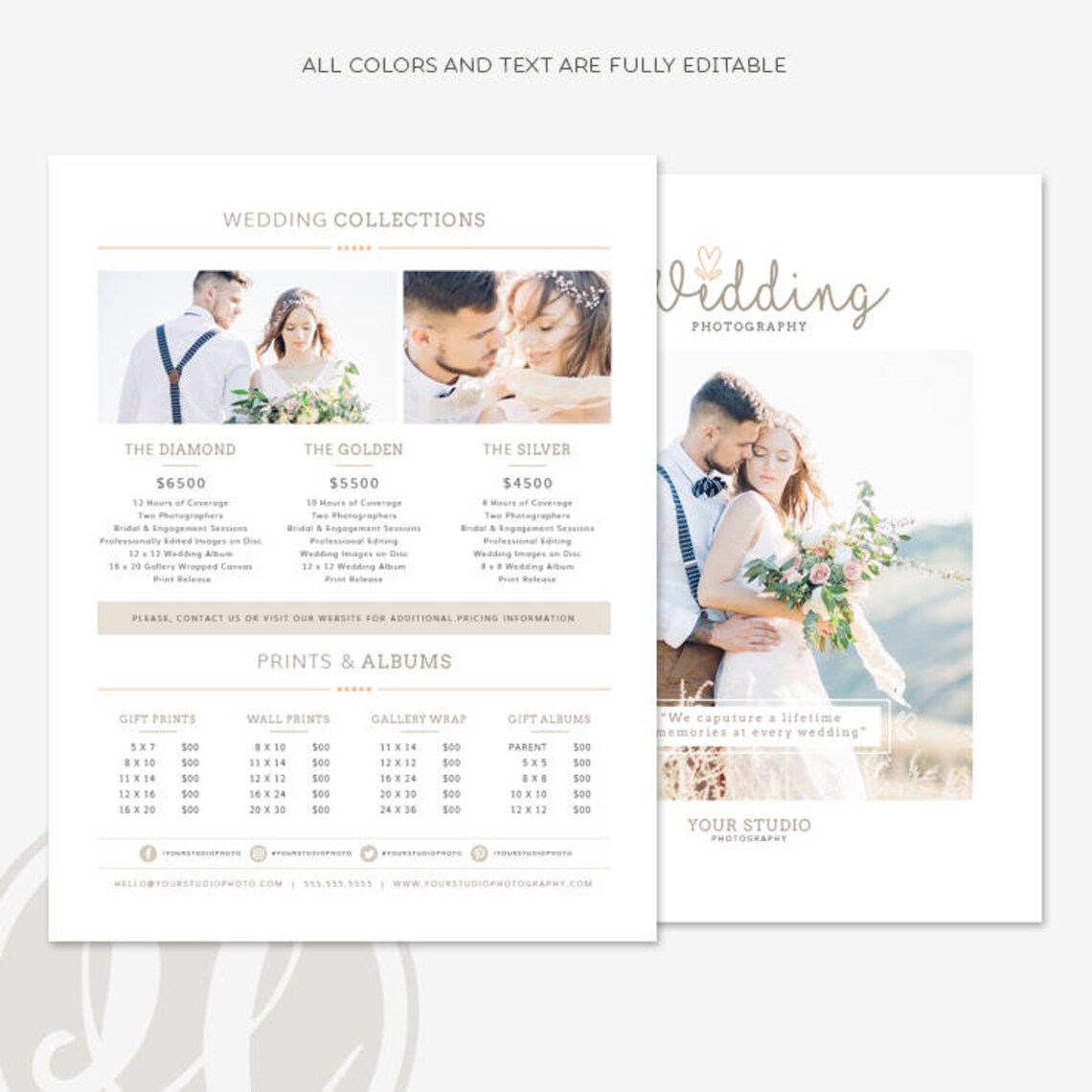 Wedding Photography Marketing Set Photographer Branding | Etsy